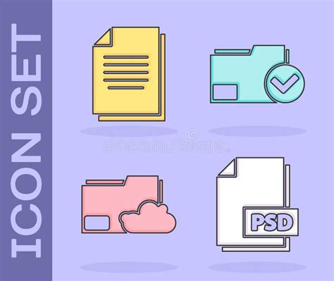 Set Psd File Document Document Cloud Storage Text Document Folder And Document Folder And