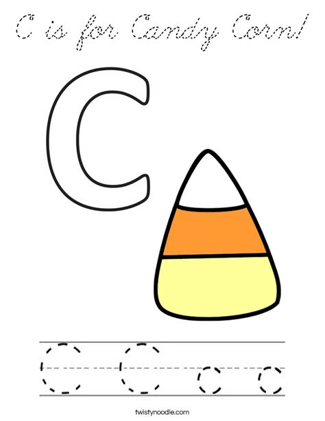 C Is For Candy Corn Coloring Page Cursive Twisty Noodle