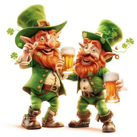 two animated leprechauns clashing glasses of beer togethe premium ai