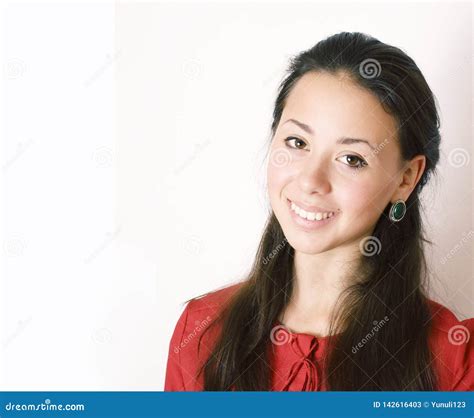 Young Pretty Brunette Woman Smiling Happy On White Background