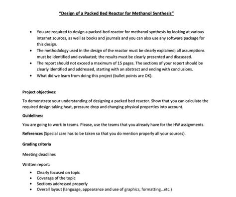 Design Of A Packed Bed Reactor For Methanol