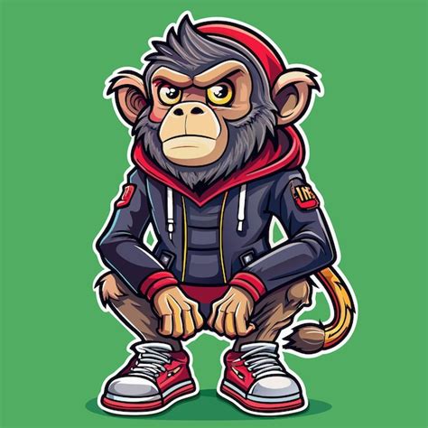 Un Mono Con Una Chaqueta Que Dice Mono En él Vector Premium
