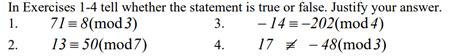 Solved In Exercises 1 4 Tell Whether The Statement Is True Chegg Com