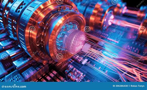 Visualization Of Quantum Computer Super Microchip Semiconductor Stock