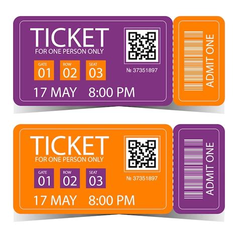 Premium Vector Ticket Design With Qr Code And Barcode Detachable Or Tear Off Part Event Date