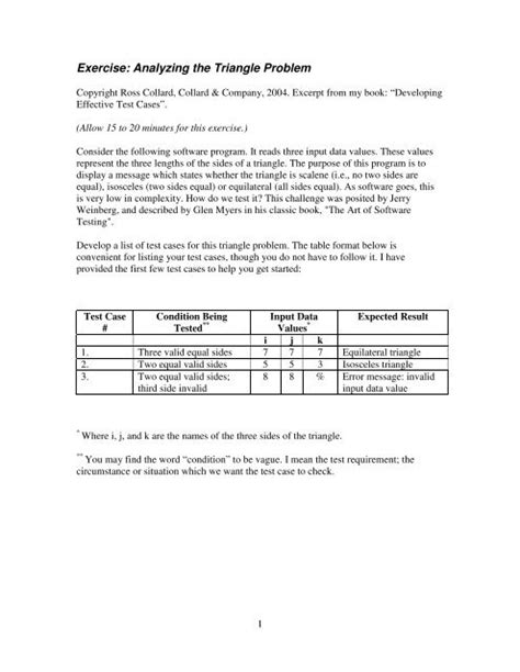 Exercise Analyzing The Triangle Problem Testing Education