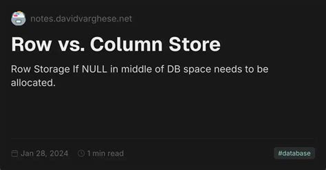 Row Vs Column Store