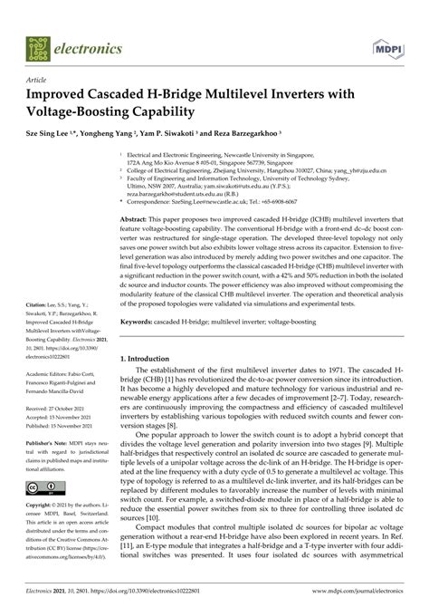 Pdf Improved Cascaded H Bridge Multilevel Inverters With Voltage