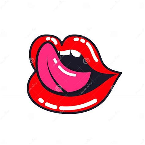 Female Lips Woman Mouth With A Tongue Teeth Stock Vector