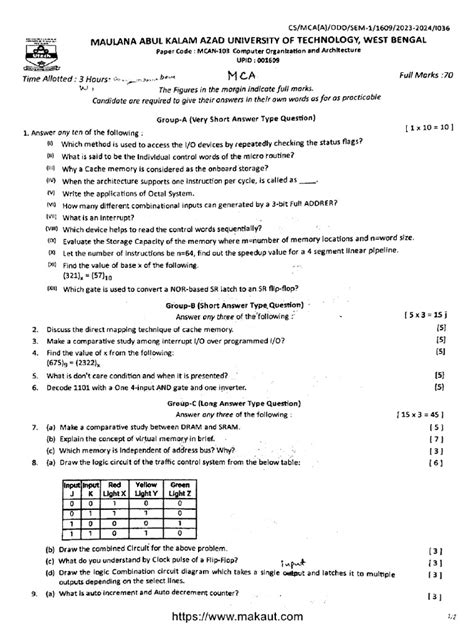 Mca 1 Sem Computer Organization And Architecture Mcan 103 2024 Pdf