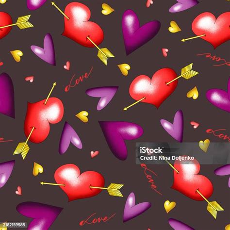 하트 큐피드 날개 핑크 배경에 연애 편지 2 월 14 일 발렌타인 데이 로맨틱 일러스트 레이 션과 끝없는 패턴 0명에 대한 스톡 벡터 아트 및 기타 이미지 Istock