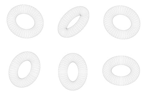 Premium Vector 3d Set Of Wireframe Torus 3d Geometric Forms With