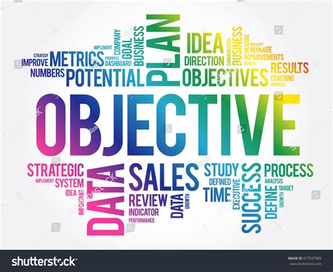 Objective Word Cloud Collage Business Concept Stock Vector 677037985
