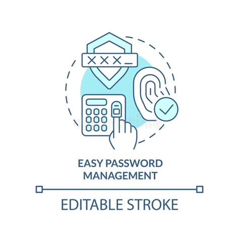 Easy Password Management Turquoise Concept Icon Stock Vector