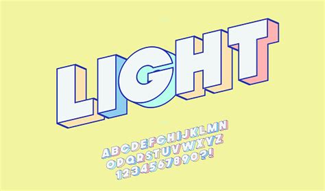 벡터 라이트 글꼴 3d 대담한 스타일 트렌디 한 타이포그래피 3차원 형태에 대한 스톡 벡터 아트 및 기타 이미지 3차원 형태 검은색 그림자 Istock