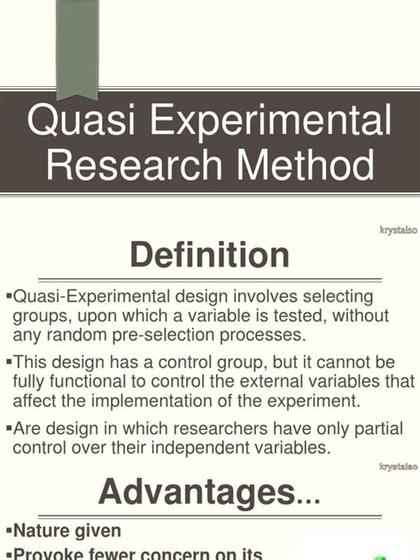 Advantages Of Quasi Experimental Research Quasi Experimental Design