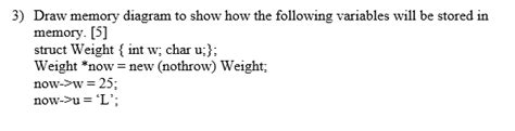 Solved Draw Memory Diagram To Show How The Following