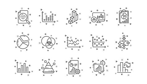 charts and graphs line icons infochart block diagram and algorithm