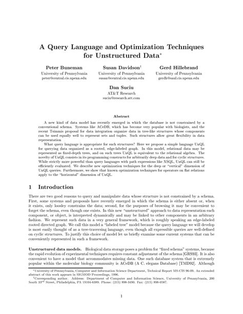 pdf a query language and optimization techniques for unstructured data