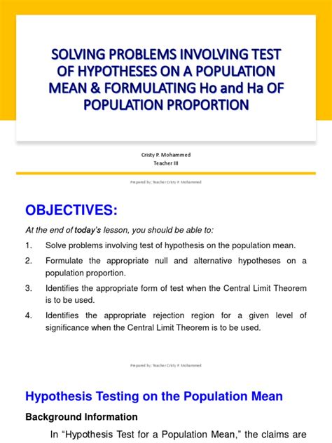 q4 05 solving problems involving test of hypotheses on a population