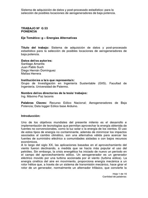 Arduino Sistema De Adquisicion De Datos Y Post P Pdf Turbina Eólica