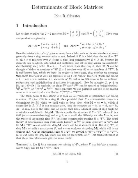 determinants of block matrices