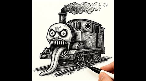 How To Draw A Cursed Thomas Exe Scary Train Eater Drawing Tutorial