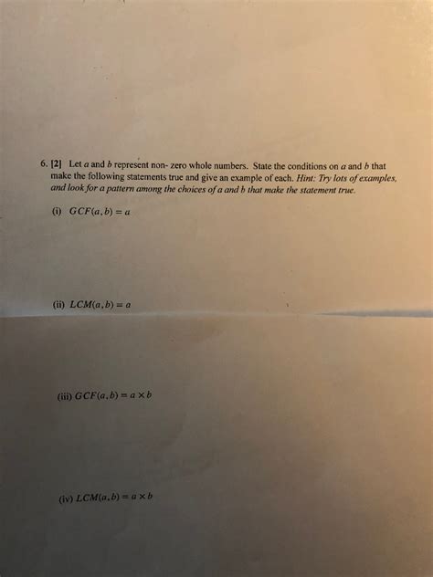 Solved Let A And B Represent Non Zero Whole Numbers Chegg