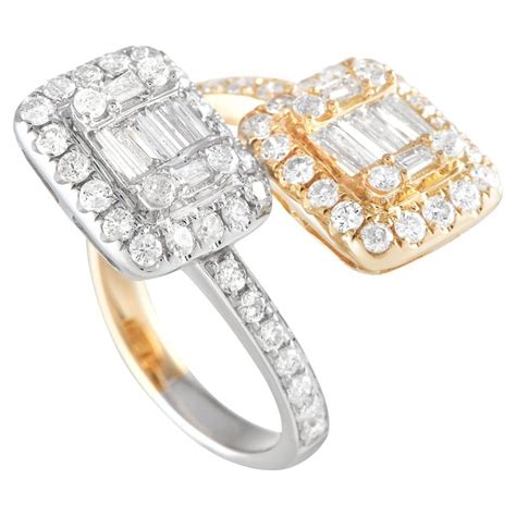 Lb Exclusive 14k Yellow And White Gold 195ct Diamond Open Bypass Ring