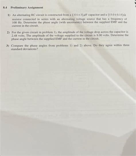 Solved Preliminary Assignment An Alternating RC Chegg