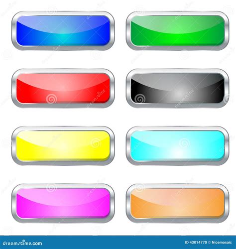 Set Of Colorfull Glossy Glass Web Buttons Stock Vector Illustration Of Buttons Glowing 43014770