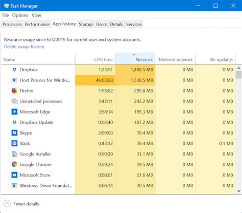 Use The App History From Task Manager To View Your Apps Resource Consumption