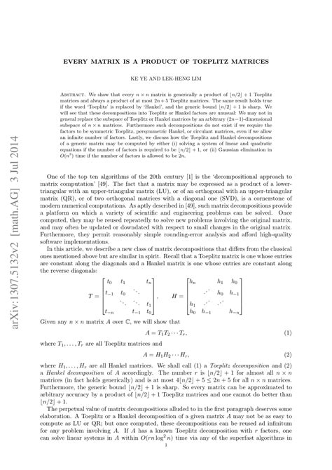 Pdf Every Matrix Is A Product Of Toeplitz Matrices