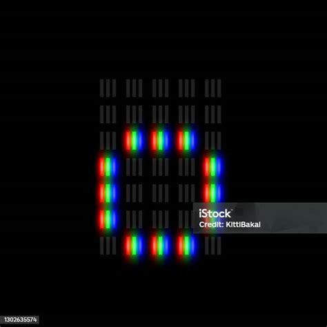 광채 빨간색 녹색파란색 픽셀 벡터 일러스트와 Rgb 픽셀 글꼴 문자 0명에 대한 스톡 벡터 아트 및 기타 이미지 0명 3차원 형태 개체 그룹 Istock