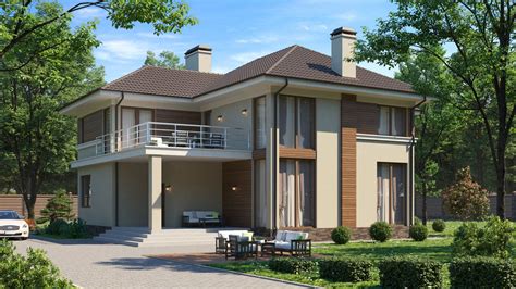 Проект двухэтажного дома с гаражом и террасой до 150 кв м фото