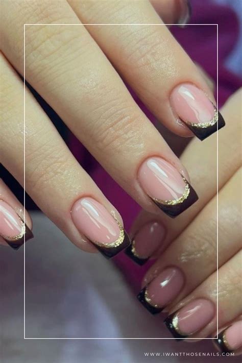 Glamorous Gold And Black French Tip Nail Designs To Try Gold Gel