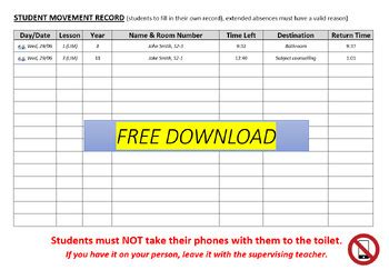 Babe Movement Record Handy Tool For Tracking Movement In And Out Of Class