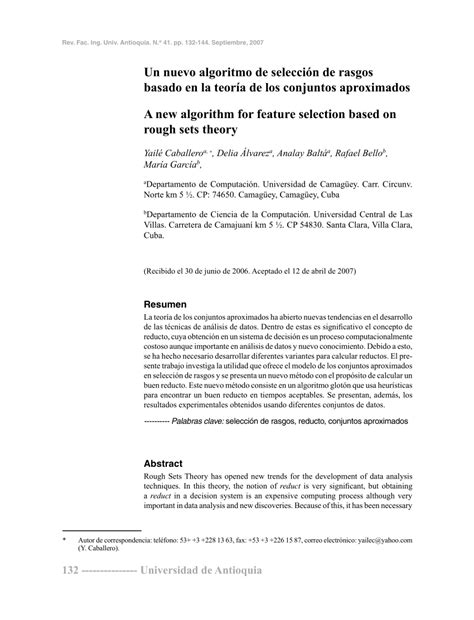 pdf a new algorithm for feature selection based on rough sets theory
