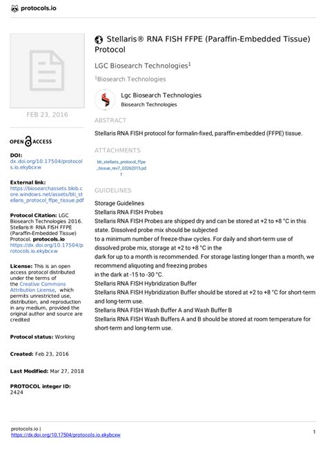 Pdf Stellaris® Rna Fish Ffpe Paraffin Embedded Tissue Protocol V1