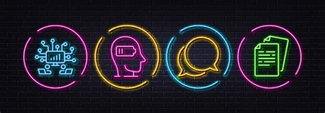 피로 채팅 메시지 및 팀워크 최소한의 라인 아이콘 웹 응용 프로그램 인쇄용 네온 레이저 3d 조명 벡터 3차원 형태에 대한 스톡