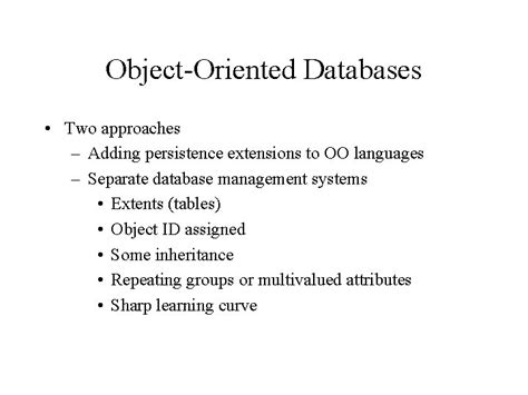 Object Persistence Data Base Design Chapter 13 Key