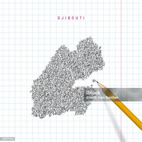 체크 무늬 학교 노트북 종이 배경에 그려진 지부티 스케치 낙서 벡터지도 0명에 대한 스톡 벡터 아트 및 기타 이미지 0명 3차원 형태 검은색 Istock
