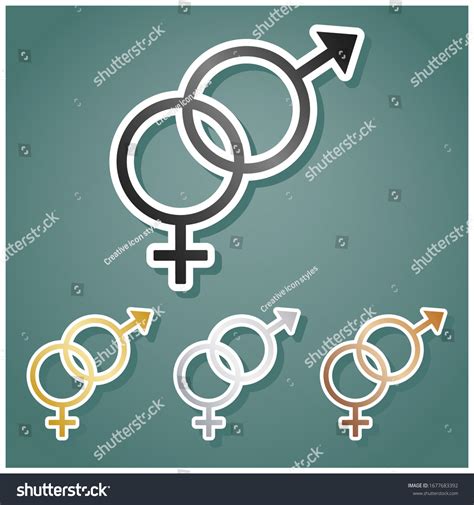 Sex Symbol Sign Set Metallic Icons Stock Vector Royalty Free