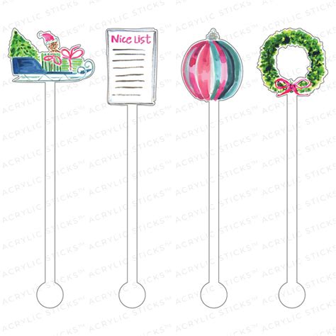 As X Evelyn Henson Christmas Nice List Acrylic Stir Sticks Combo Xo