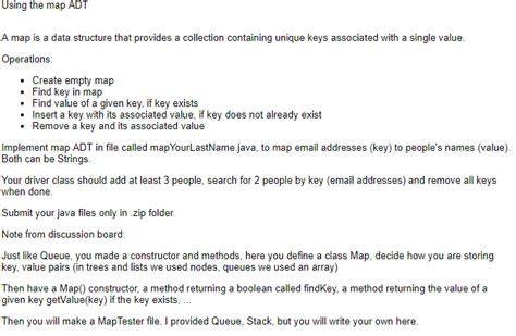 Solved Using The Map Adt A Map Is A Data Structure That