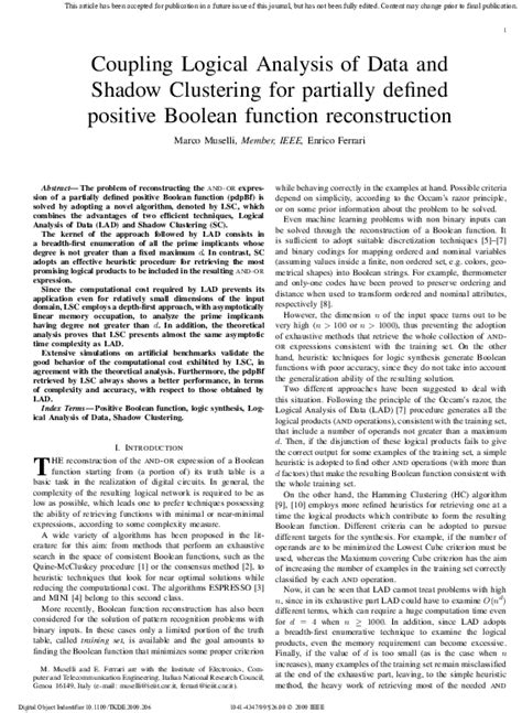 pdf coupling logical analysis of data and shadow clustering for