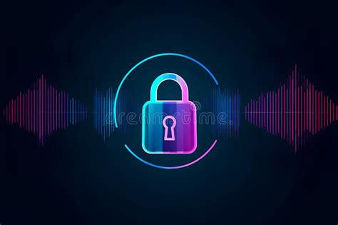 Secure Voice Authentication Technology With Sound Waves And Lock Icon For Digital Security