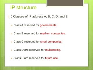 IP Classes PPTX Computer Networking Computing