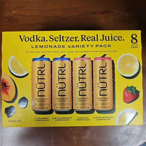 Nutrl Vodka Seltzer Lemonade Variety 355ml Can 8 Pack Top Shelf Liquor Ithaca