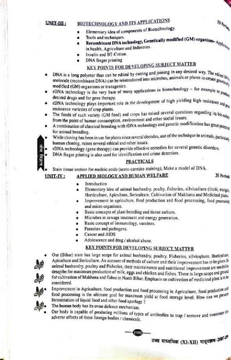 Bihar Board Class 11 12 Biology Syllabus 2025 Pdf Download Bseb 11th 12th Biology Syllabus